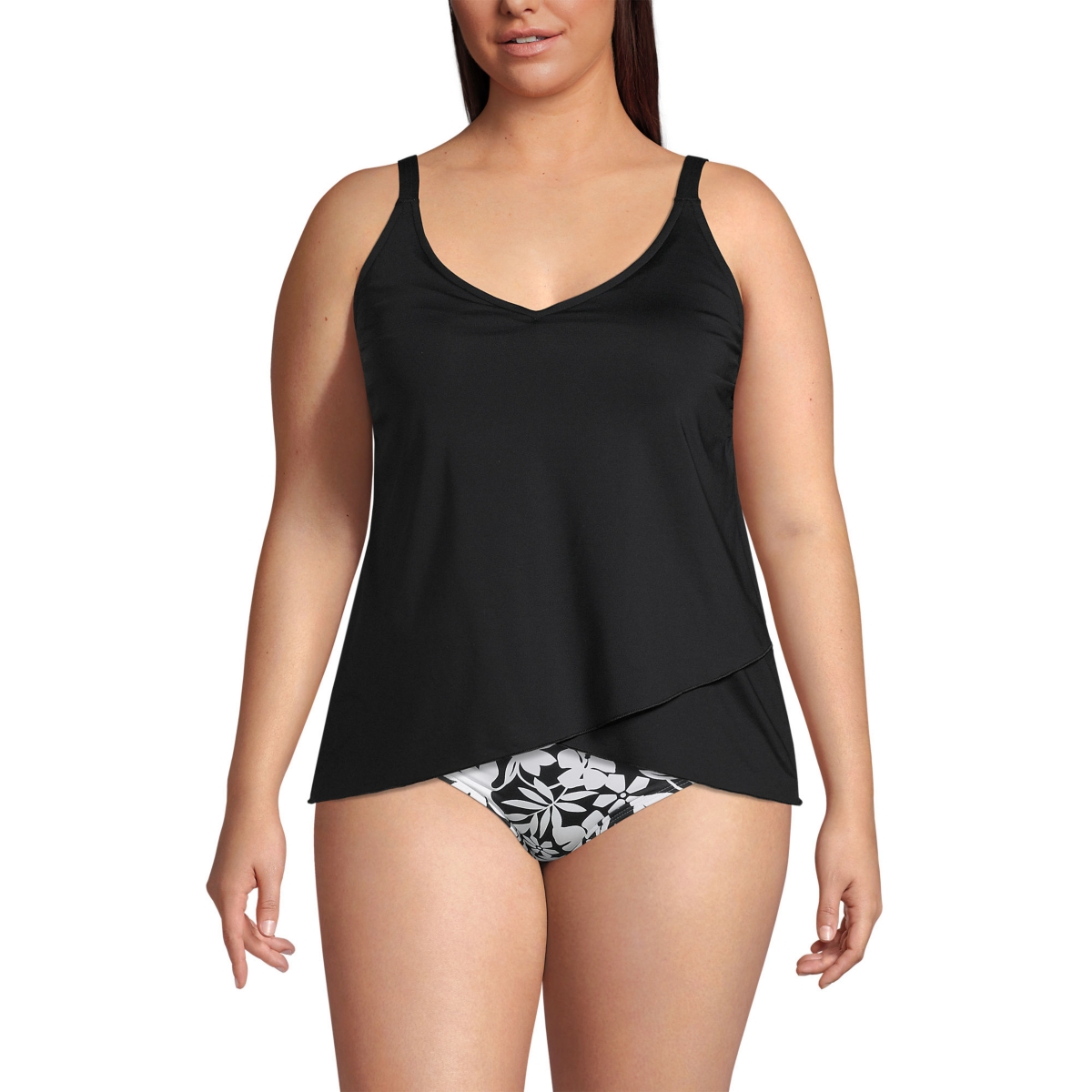 Click here for Lands End Womens Tulip Hem Tankini Top - Black prices