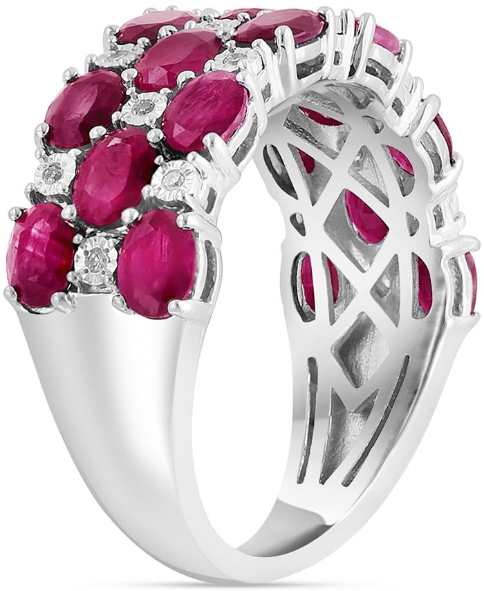 EFFY Collection EFFY® Ruby & Diamond Cluster Ring in Sterling Silver ...