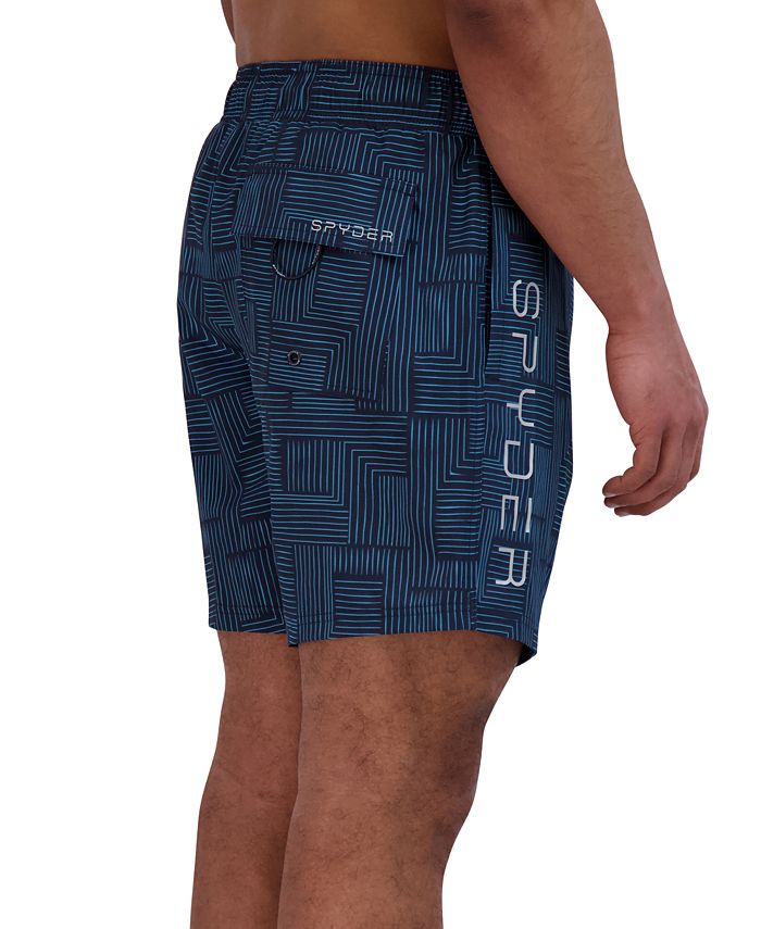Spyder Men's Geo-Print 7" Swim Trunks with Comfort Liner - Macy's