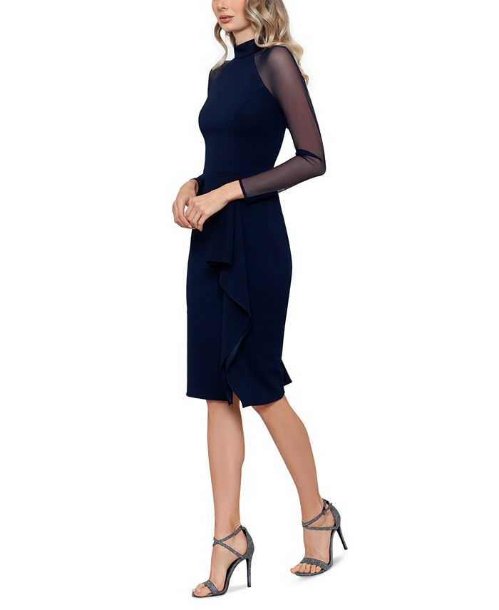 Betsy And Adam Womens Illusion Sleeve Mock Neck Sheath Dress Macys