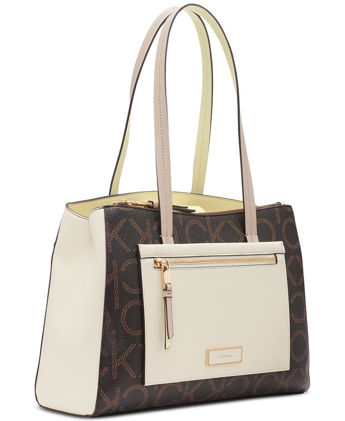 Calvin Klein Hadley Signature Colorblocked Triple Compartment Tote - Macy's