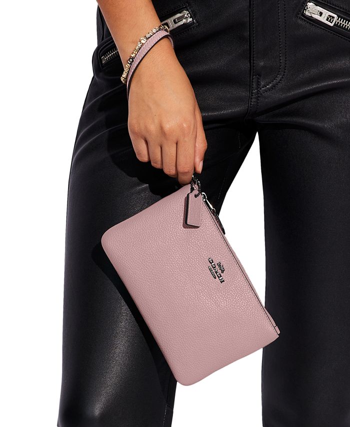 COACH Small Wristlet in Polished Pebble Leather - Macy's