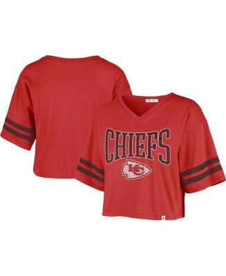 Women's '47 Brand Red Kansas City Chiefs Fanfare Sport V-Neck Crop Top ...
