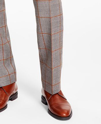 Tayion Collection Men's Classic-Fit Brown & Gray Plaid Suit Separates ...