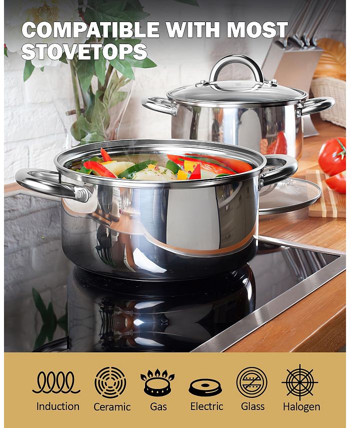 Cook N Home Stockpot with Lid, Basics Stainless Steel Soup Pot, 12 ...