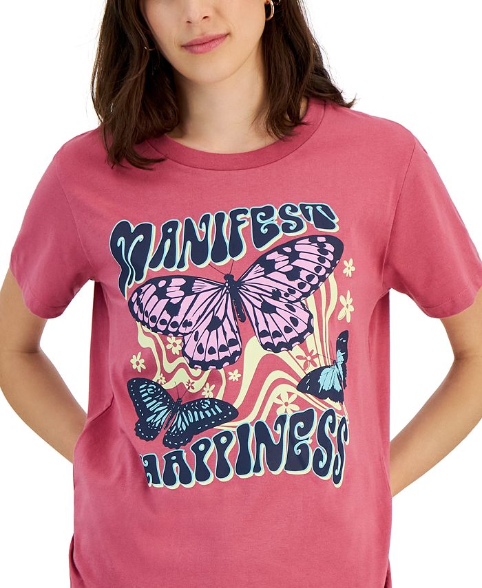 Grayson Threads, The Label Juniors' Manifest Happiness Graphic T-Shirt ...