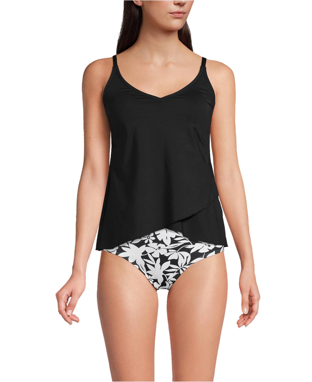 Click here for Lands End Womens Long Torso Tulip Hem Tankini Top... prices