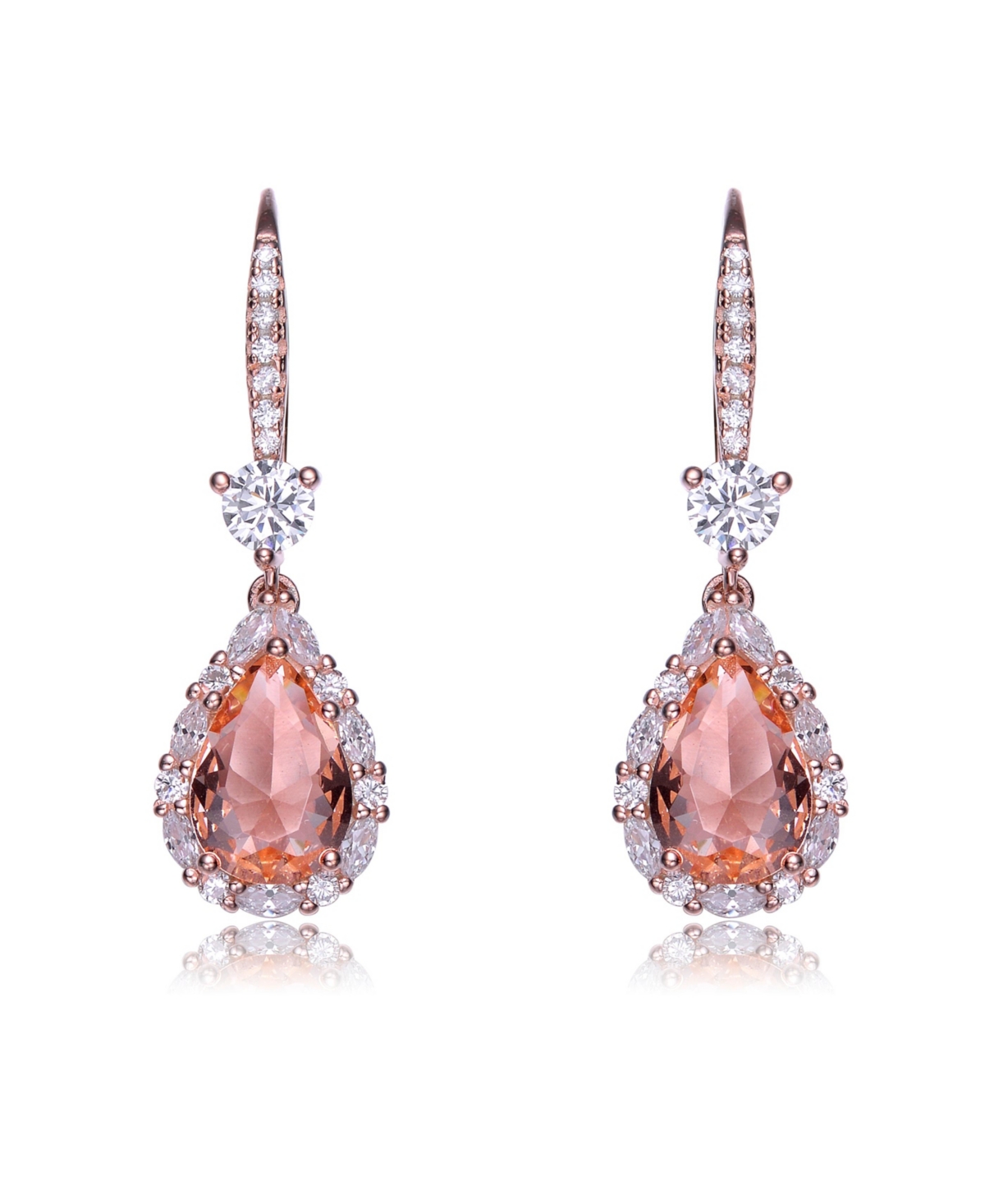 Click here for Cubic Zirconia 18K Rose Gold Plated Pink Drop Earr... prices