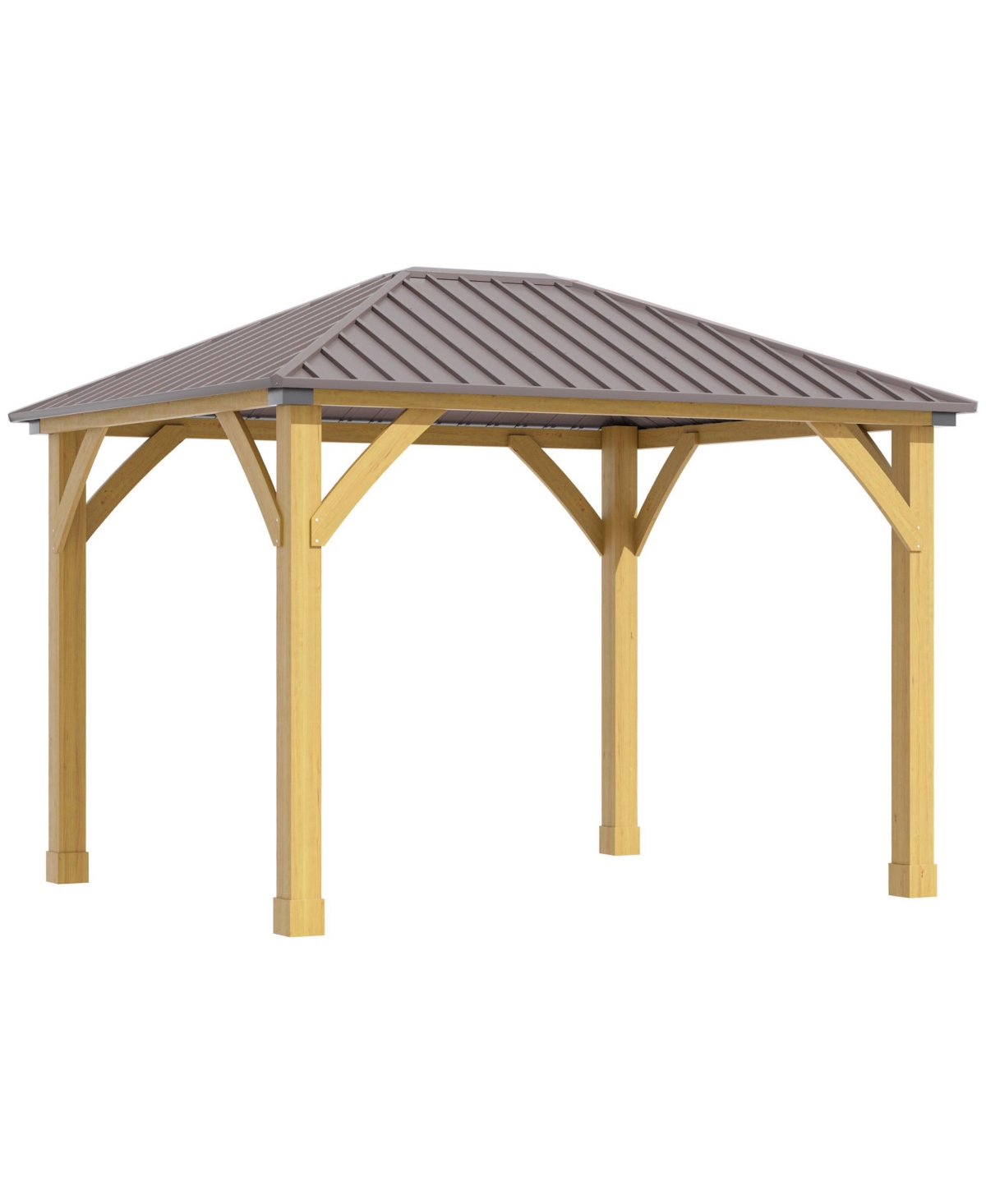 Click here for Outsunny 10x12 Hardtop Gazebo with Wooden Frame Me... prices