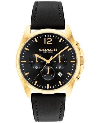 COACH Men's Greyson Black Leather Strap Watch, 41mm - Macy's