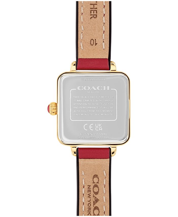 COACH Women's Cass Signature Horse and Carriage Red Leather Strap Watch ...