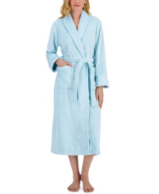 Charter Club Women's Long Solid Shine Plush Knit Robe, Created for Macy ...