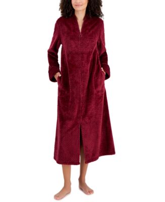Charter Club Woman's Plush Zig Zag Zipper Robe, Created for Macy's - Macy's