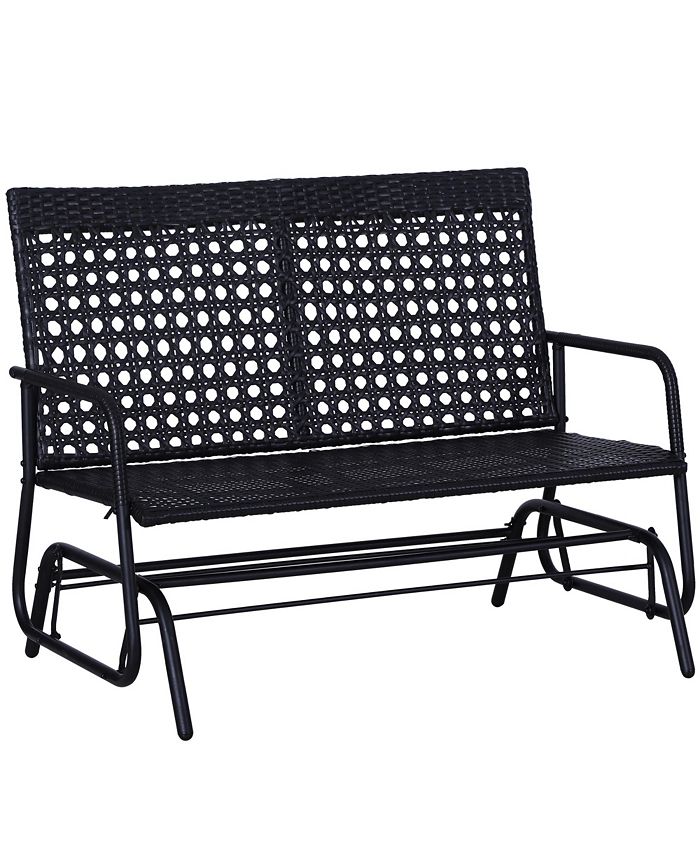 Outsunny Patio 2-Person Wicker Glider Bench Rocking Chair, Outdoor All ...