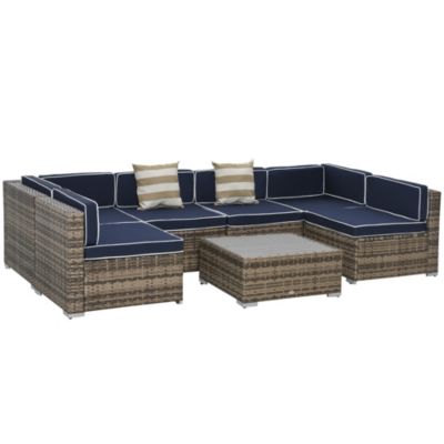 Outsunny 7pc Sectional Wicker Patio Furniture Stripe Macy s