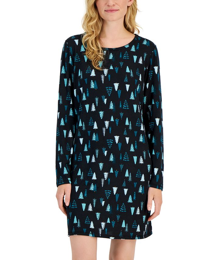 Charter Club Women's Printed Long-Sleeve Soft Knit Sleepshirt, Created ...