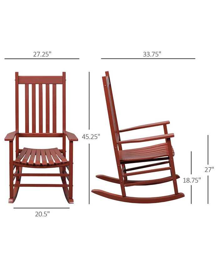 Outsunny Outdoor Rocking Chair, Wooden Rustic High Back All Weather ...