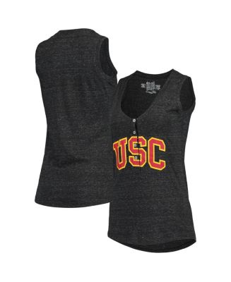 Women's Original Retro Brand Heathered Black USC Trojans Relaxed Henley ...