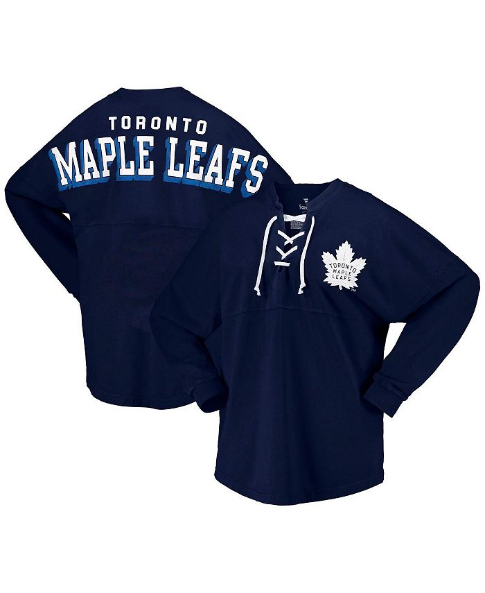 Fanatics Women's Navy Toronto Maple Leafs Spirit Lace-Up V-Neck Long ...