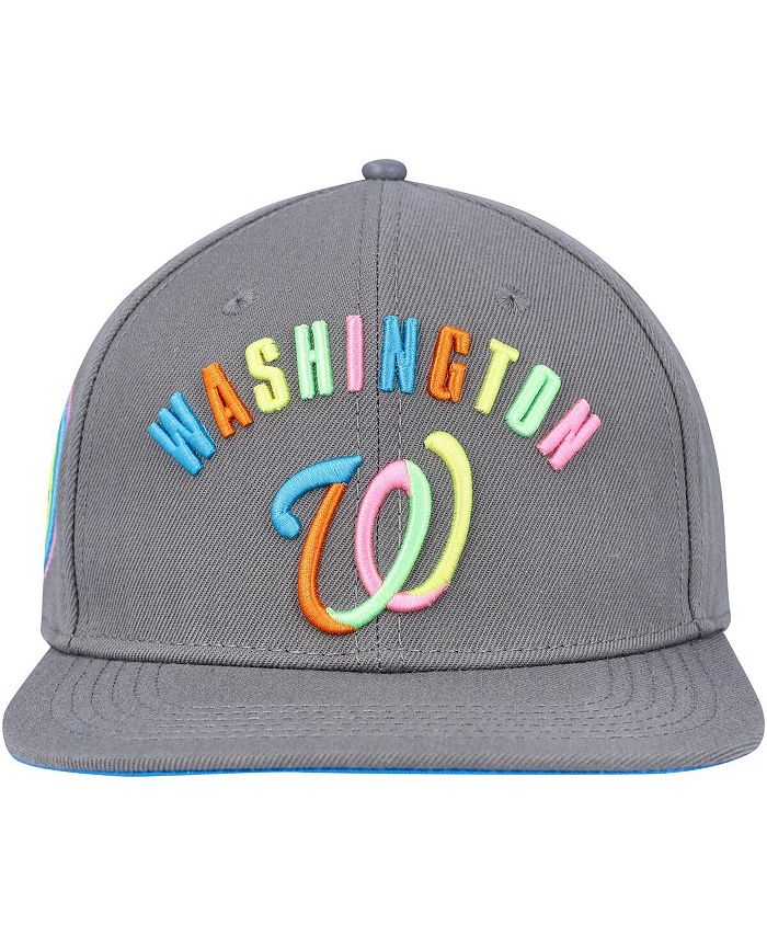 Pro Standard Men's Gray Washington Nationals Washed Neon Snapback Hat ...