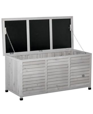 Outsunny 50" x 22" Woden Outdoor Storage Deck Box with Large Open Space ...