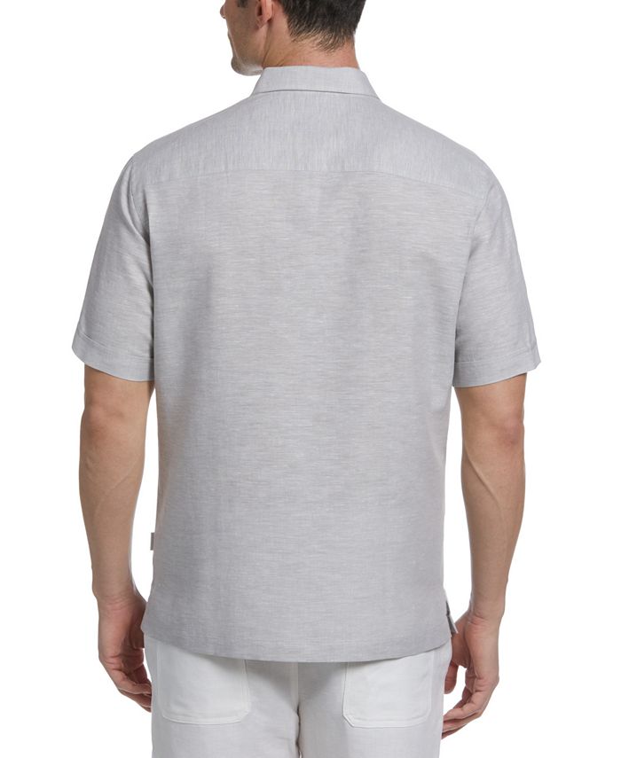 Cubavera Men's Big & Tall Cross-Dyed Embroidered Panel Button-Down Guayabera Shirt - Macy's