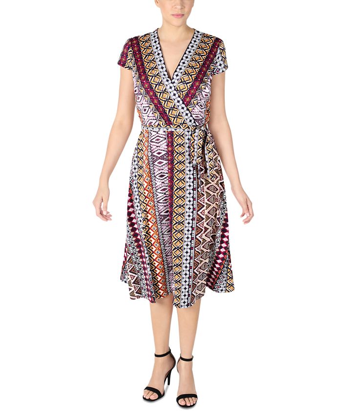 Sandra Darren Women's Printed Fit & Flare Wrap Dress - Macy's