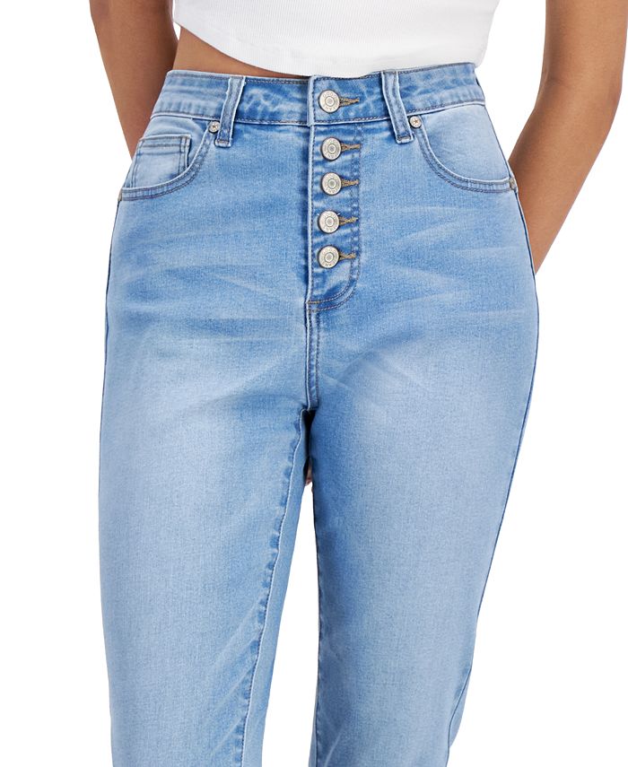 Gogo Jeans Juniors' Exposed Button-Fly Cuffed Skinny Jeans - Macy's