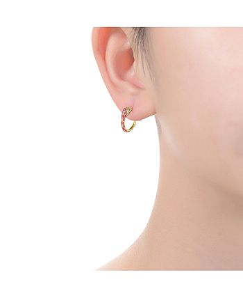 Rachel Glauber 14k Yellow Gold Plated with Cubic Zirconia Pink Enamel ...