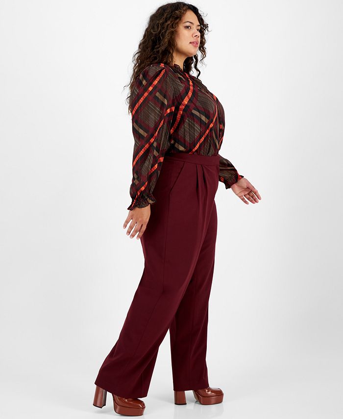 Bar III Plus Size High-Rise Wide-Leg Pants, Created for Macy's - Macy's