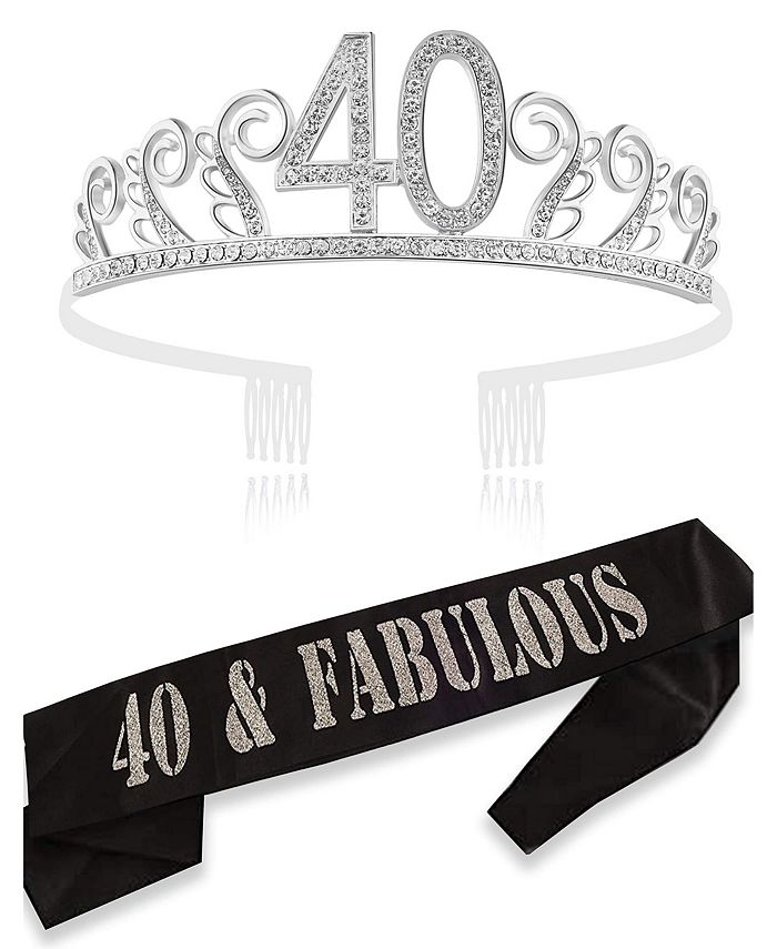 Meant2tobe 40th Birthday Sash and Tiara for Women - Fabulous Glitter ...