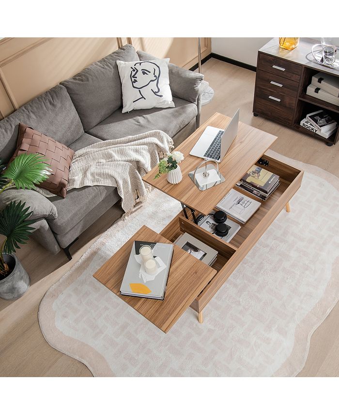 Costway 47'' Lift Top Coffee Table Central Table with Hidden ...