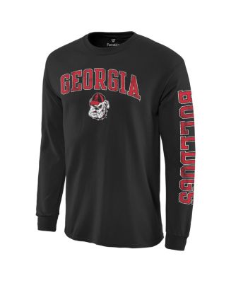 Men's Black Georgia Bulldogs Distressed Arch Over Logo Long Sleeve Hit ...