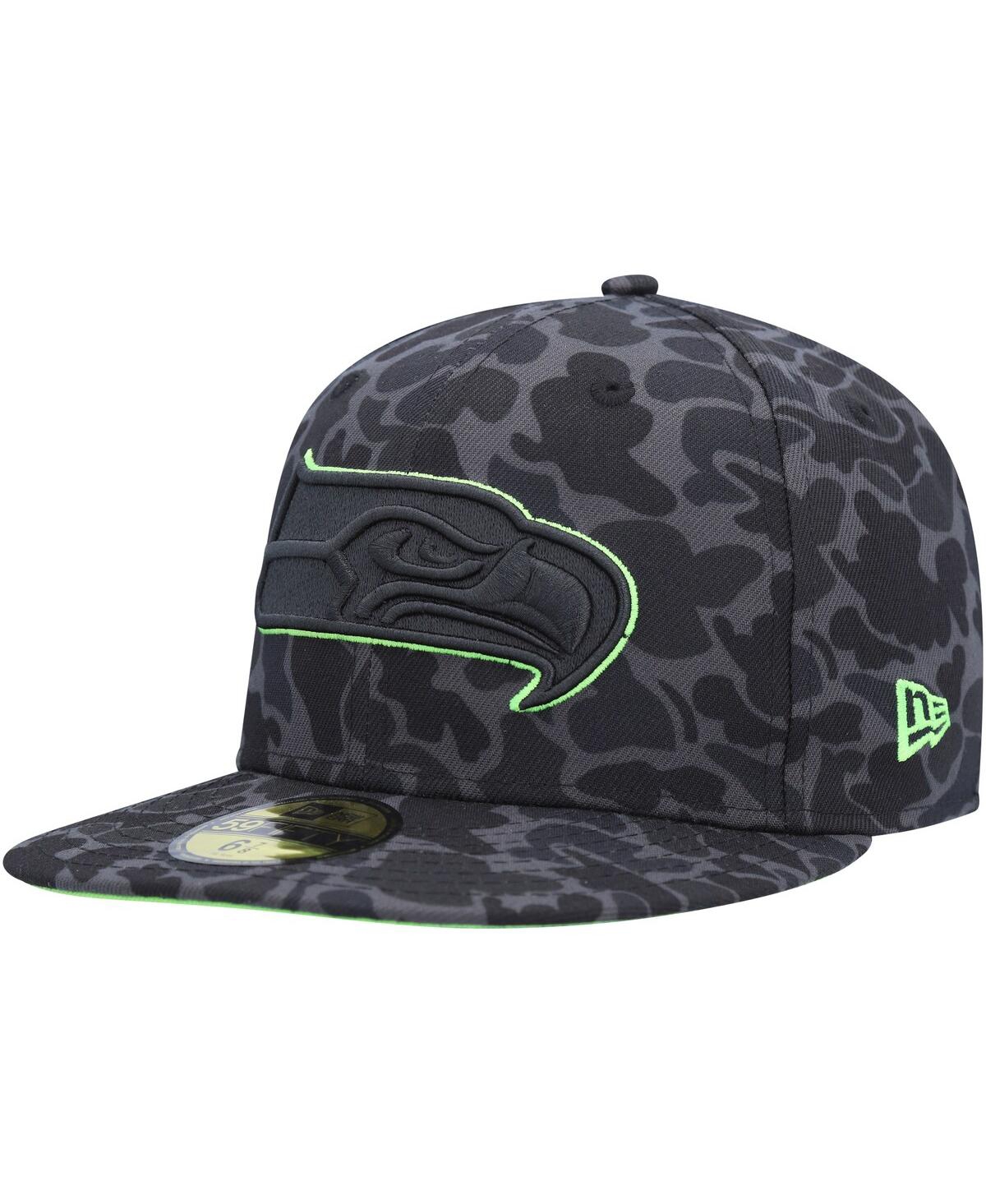 New Era Black Seattle Seahawks Amoeba Camo 59fifty Fitted Hat | ModeSens