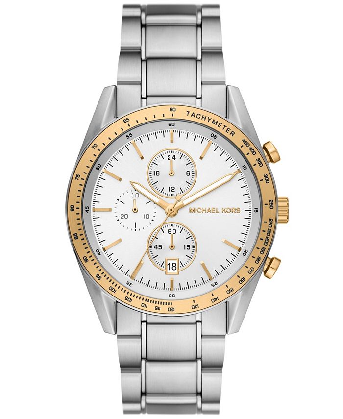 Michael Kors Men's Warren Quartz Chronograph Silver-Tone Stainless ...