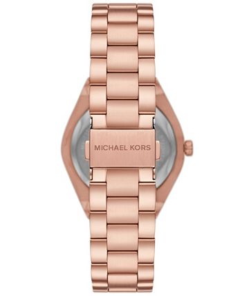 Michael Kors Women's Lennox Quartz Three-Hand Rose Gold-Tone Stainless ...