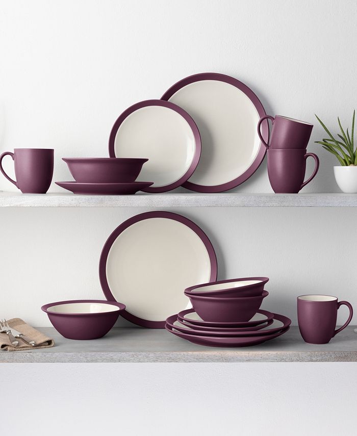Noritake Colorwave Curve Burgundy 16-Pc. Dinnerware Set, Service for 4 ...