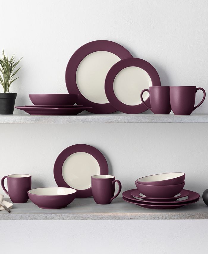 Noritake Colorwave Rim Burgundy 16-Pc. Dinnerware Set, Service for 4 ...