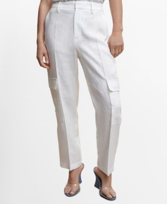 MANGO Women's Linen Cargo Pants - Macy's