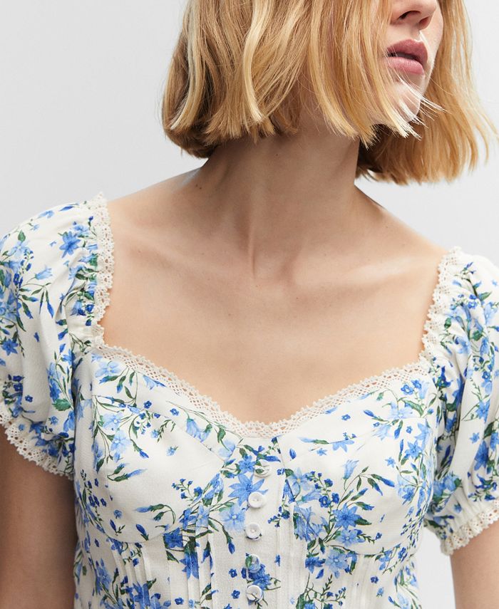 MANGO Women's Floral Crop Top - Macy's