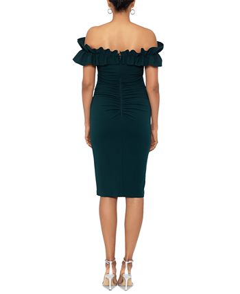 XSCAPE Women's Ruffle Off-The-Shoulder Body-Con Dress - Macy's