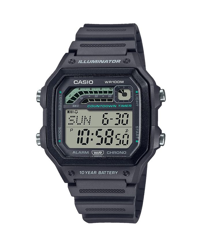 Casio Men's Digital Gray Resin Watch 42.1mm, WS1600H-8AV - Macy's