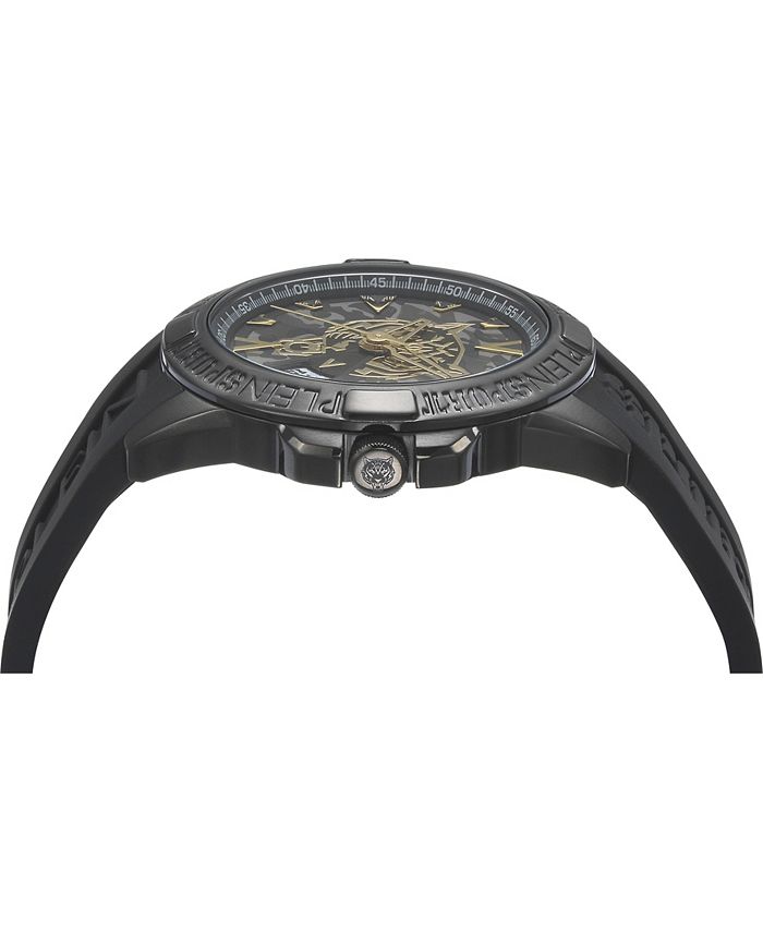 Plein Sport Men's Touchdown Black Silicone Strap Watch 44mm - Macy's