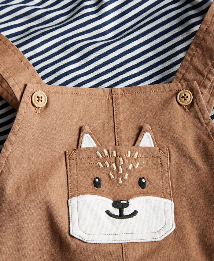 First Impressions Baby Boys Fox Overalls and T Shirt, 2 Piece Set ...