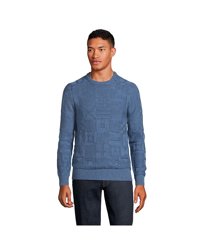 Lands' End Men's Classic Cotton Drifter Signal Flags Crew Neck Sweater ...