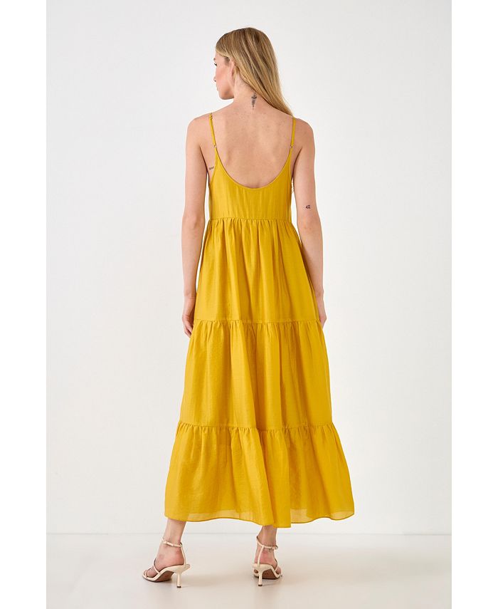 Endless Rose Womens Button Detail Tiered Midi Dress Macys