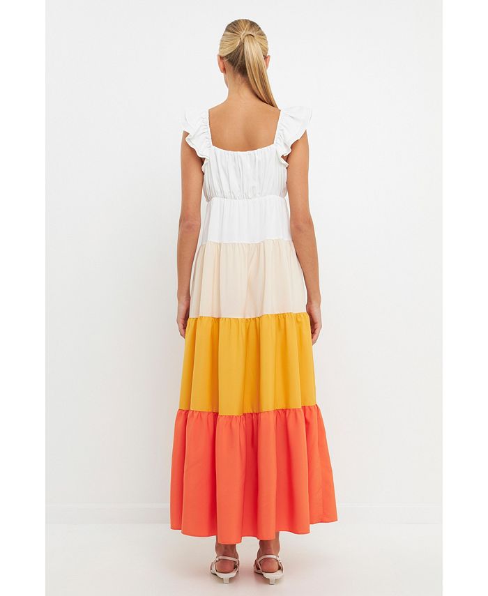 English Factory Women's Sunset Colorblock Maxi Dress - Macy's