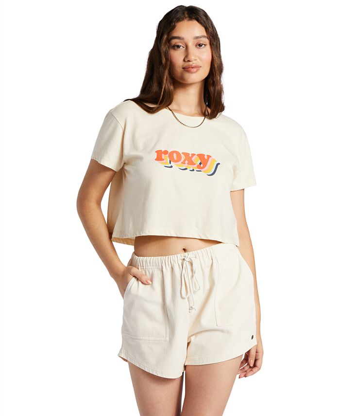 Roxy Junior's Retro Logo Stack Cropped T-Shirt - Macy's