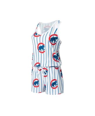Women's Concepts Sport White Chicago Cubs Reel Pinstripe Knit Romper ...