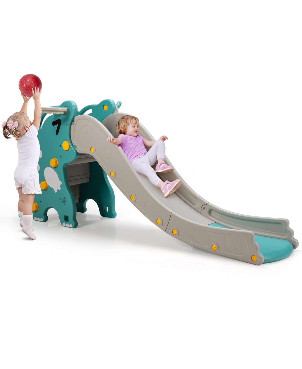 Click here for 4 in 1 Kids Climber Slide Play Set w/Basketball Ho... prices